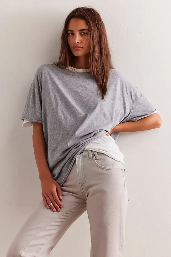 Free People We The Free Nina Tee - Heather Grey | Editorialist